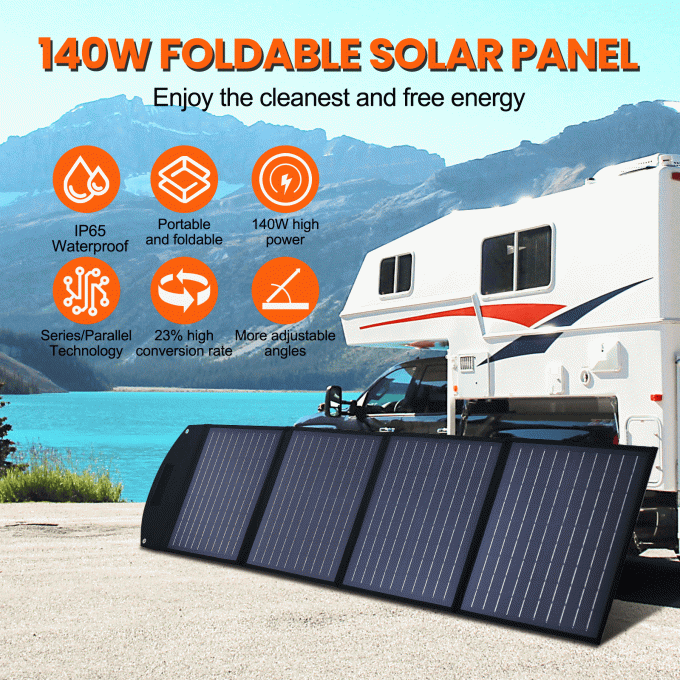 140W 12V Waterproof Portable Solar Panel Module Monocrystalline Silicon ...