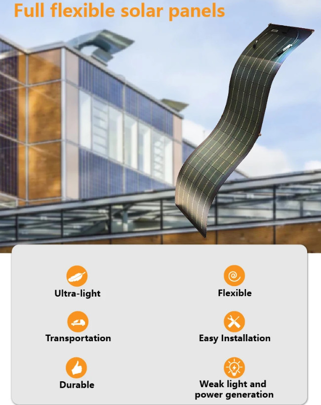 75 Watt Flexible Solar Panel ETFE Panel MC4 Waterproof for Easy ...